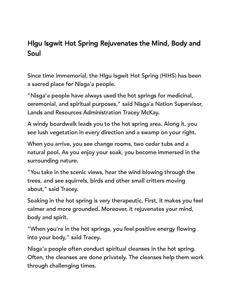Hlgu Isgwit Hot Spring Rejuvenates the Mind, Body and Soul – Nisga'a ...