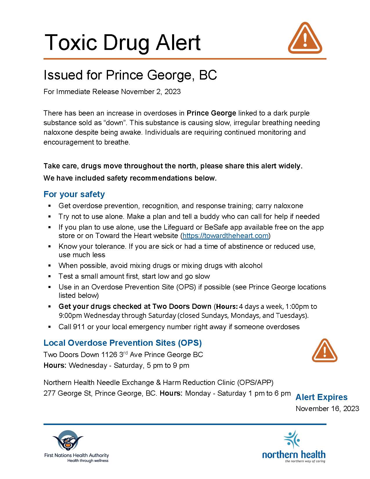 Toxic Drug Alert – Nisga'a Valley Health Authority