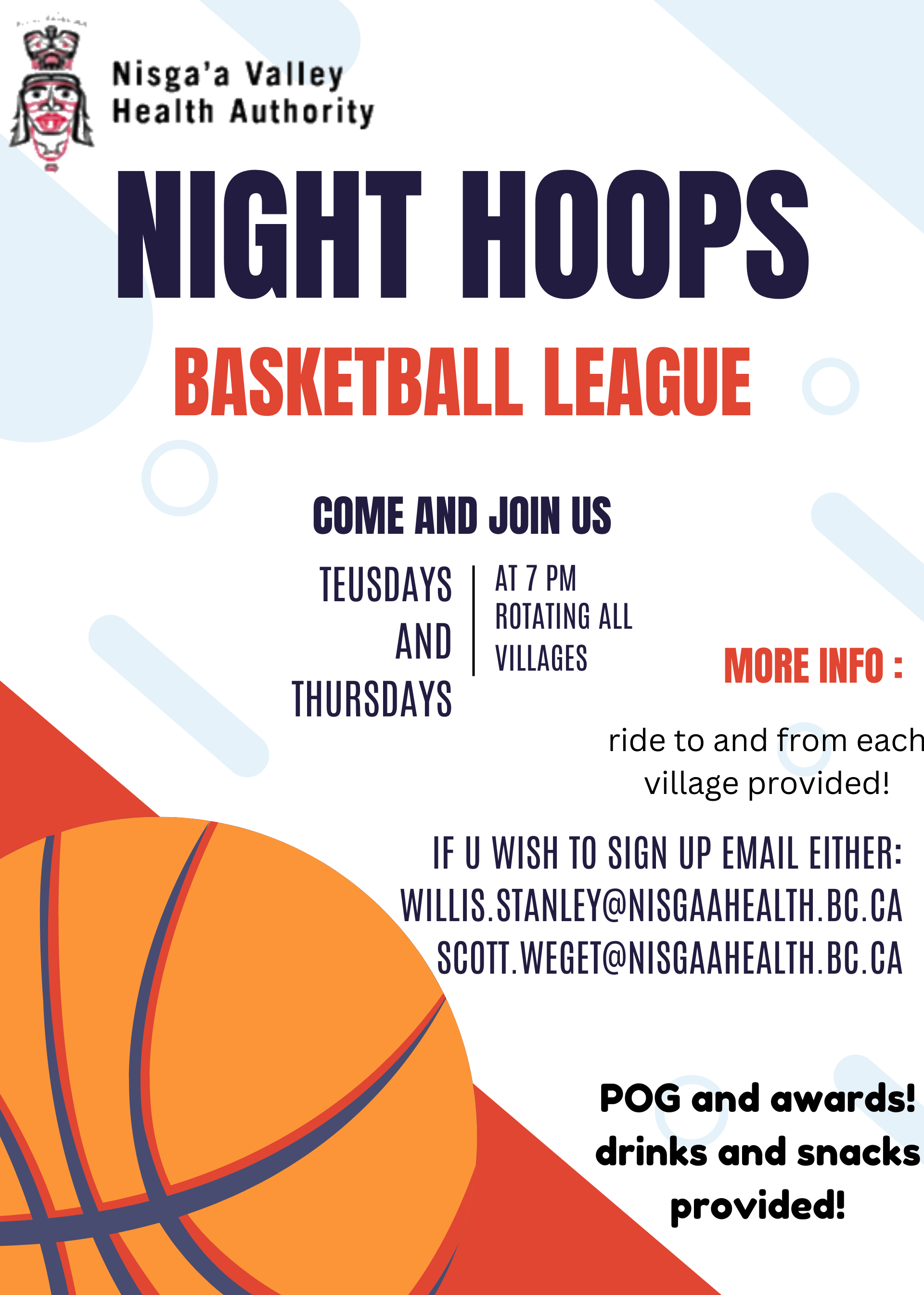 Night Hoops- Basketball League – Nisga'a Valley Health Authority