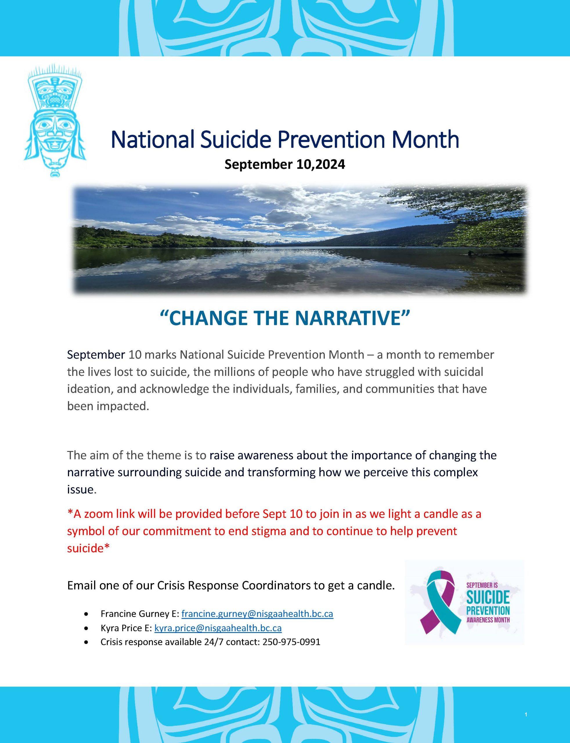 September Is Suicide Awareness Month – Nisga'a Valley Health Authority