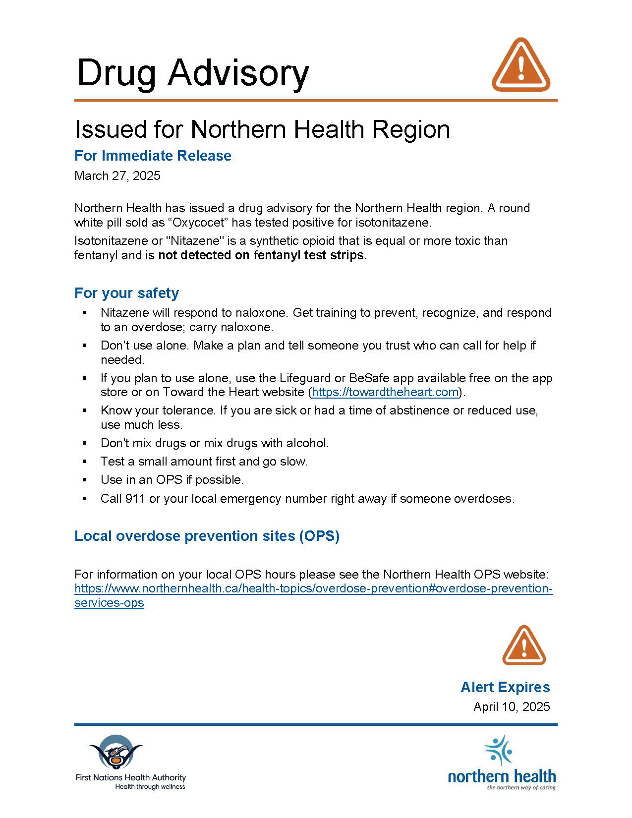 Drug Advisory – March 27, 2025 – Nisga'a Valley Health Authority